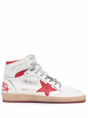 GOLDEN GOOSE Sky-star Leather High-top Sneakers - White