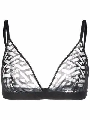 Versace Greca Signature Tulle Bralette - Black