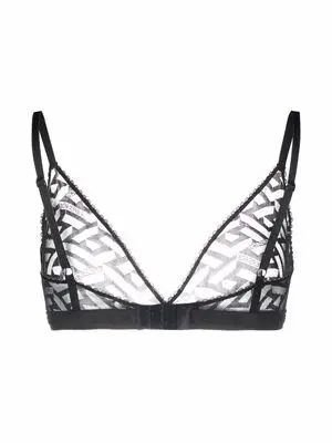 Versace Greca Signature Tulle Bralette - Black