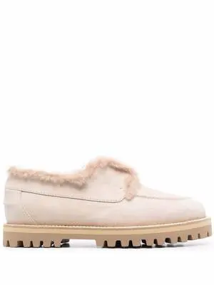 LE SILLA Shearling-lined Suede Loafers - Neutrals