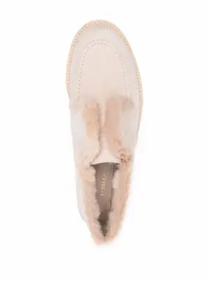 LE SILLA Shearling-lined Suede Loafers - Neutrals