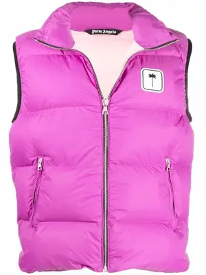 Palm Angels Logo-patch Padded Gilet - Pink