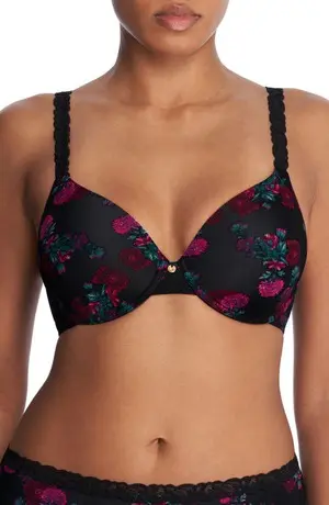 Natori Pure Luxe Underwire T-shirt Bra Black Charm Print