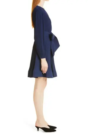 MILLY Liv Long Sleeve Mini Dress - Navy