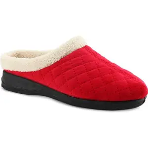 SPRING STEP SHOES Quilted Fleece Slippers - Red