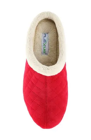 SPRING STEP SHOES Quilted Fleece Slippers - Red