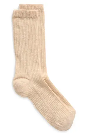 STEMS Stems Cotton & Cashmere Blend Crew Socks Beige