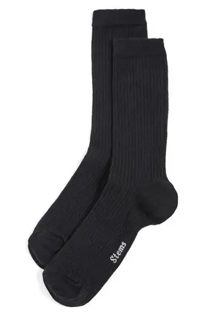 STEMS Cotton & Cashmere Blend Crew Socks - Black