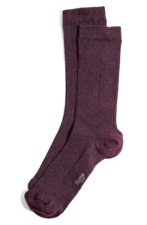 STEMS Cotton & Cashmere Blend Crew Socks - Mauve