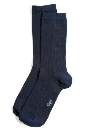 STEMS Stems Cotton & Cashmere Blend Crew Socks Navy