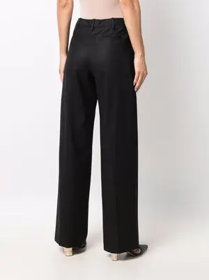 PT TORINO Pleat-detail Wide-leg Tailored Trousers - Black