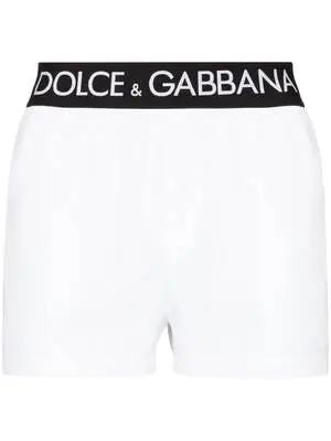 Dolce & Gabbana Logo-waistband Swim Shorts - White