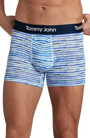 Tommy John Second Skin 4-inch Boxer Briefs Baja Blue Painterly Stripe