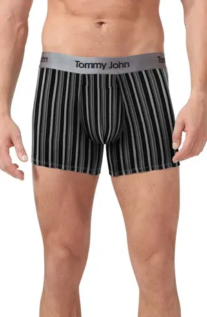 Tommy John Second Skin 4-inch Boxer Briefs Black Multi Pinstripe