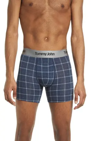 Tommy John Second Skin 4-inch Boxer Briefs Dress Blues Electric Plaid