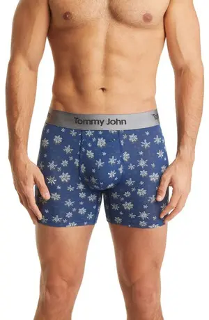 Tommy John Second Skin 4-inch Boxer Briefs Estate Blue Snowfall