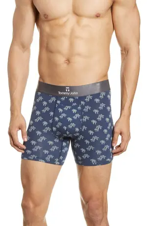Tommy John Second Skin 4-inch Boxer Briefs Macro Palm Dress Blues