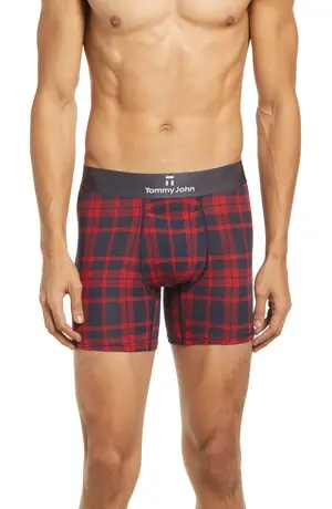 Tommy John Second Skin 4-inch Boxer Briefs Nightsky Cocoa Plaid