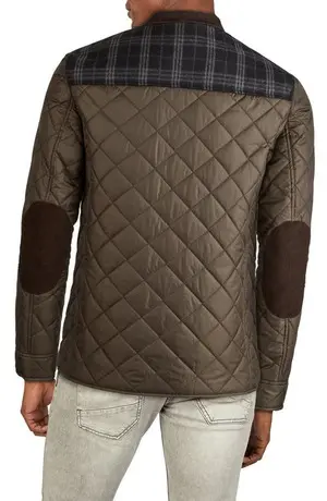 Cole Haan Mixed Media Quilted Jacket - Olive