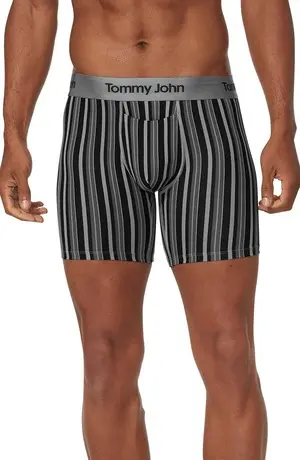 Tommy John Second Skin 6-inch Boxer Briefs Black Multi Pinstripe