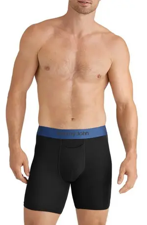 Tommy John Second Skin 6-inch Boxer Briefs - Black/blue Quartz Wb