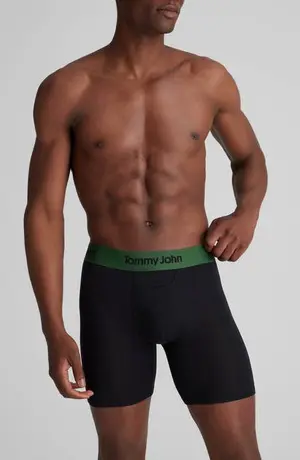 Tommy John Second Skin 6-inch Boxer Briefs - Black/greener Pastures Wb