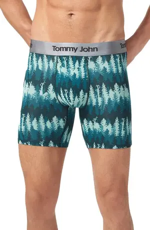 Tommy John Second Skin 6-inch Boxer Briefs Green Treeline Print