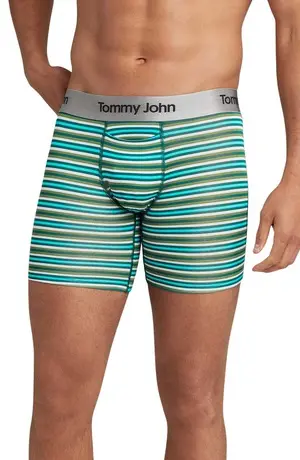 Tommy John Second Skin 6-inch Boxer Briefs Omphalodes Globe Stripe