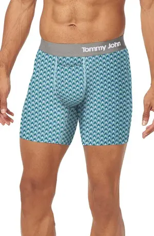 Tommy John Supima Cool Cotton Blend 6-inch Boxer Briefs Arctic Checkered Pinstripe