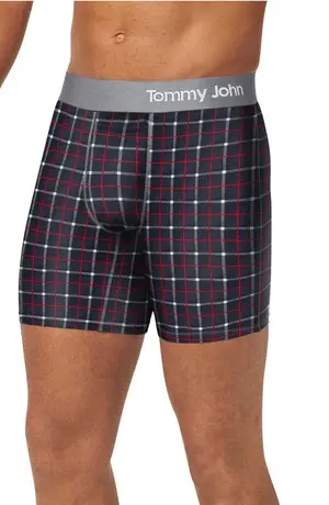 Tommy John Supima Cool Cotton Blend 6-inch Boxer Briefs Black Weekend Plaid