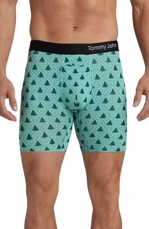 Tommy John Supima Cool Cotton Blend 6-inch Boxer Briefs Holiday Pine