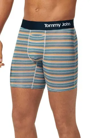 Tommy John Supima Cool Cotton Blend 6-inch Boxer Briefs Iron Tabloid Stripe