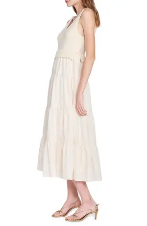 EN SAISON Mixed Media Tiered Midi Dress