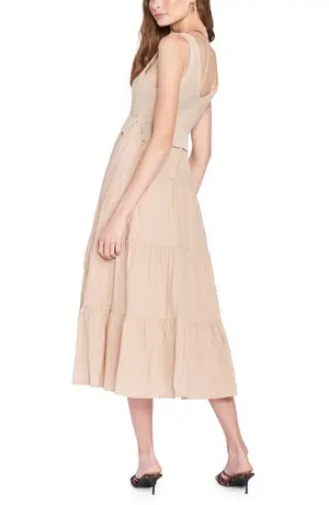 EN SAISON Mixed Media Tiered Midi Dress