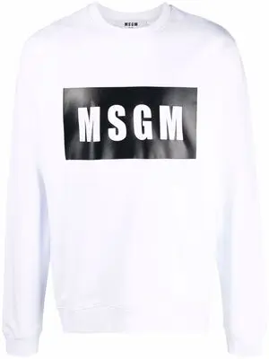 MSGM Logo Box Print Sweatshirt - White