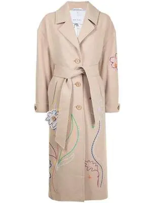 Mira Mikati Embroidered-design Belted Coat