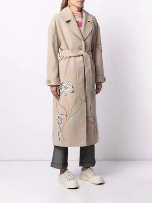 Mira Mikati Embroidered-design Belted Coat
