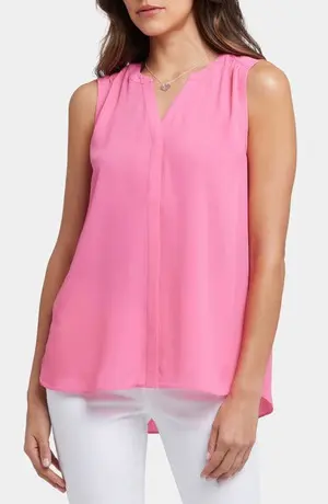 NYDJ Print Pleat-back Sleeveless Blouse - Honeysuckle