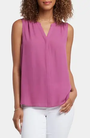 NYDJ Print Pleat-back Sleeveless Blouse - Red Violet