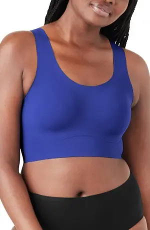 TRUE & CO . True Body Lift + Scoop Neck Wireless Bra Laguna Blue