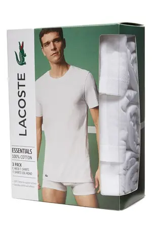 Lacoste 3-pack Essentials Crewneck T-shirts - White