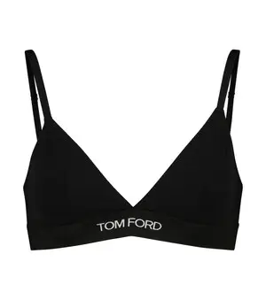 TOM FORD Logo Stretch-jersey Triangle Bra - Black