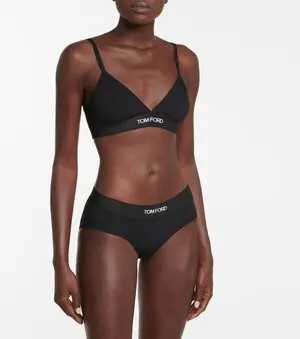 TOM FORD Logo Stretch-jersey Triangle Bra - Black