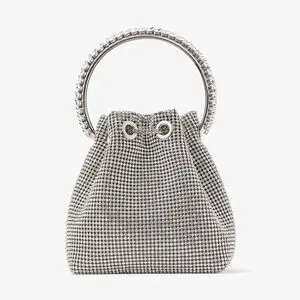 JIMMY CHOO Bon Bon Crystal Mesh Bag - Silver