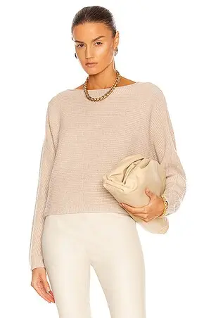 LE ORE Lodi Ribbed Knit Pullover Sweater In Beige