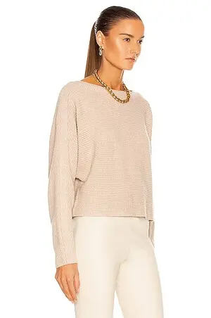 LE ORE Lodi Ribbed Knit Pullover Sweater In Beige