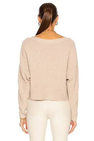LE ORE Lodi Ribbed Knit Pullover Sweater In Beige