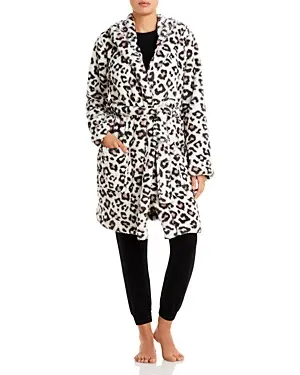 UGG UGG Aarti Hooded Fleece Robe Cream Leopard