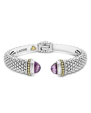 Lagos 18k Gold And Sterling Silver Rittenhouse Amethyst Cuff, 12mm - Purple/silver