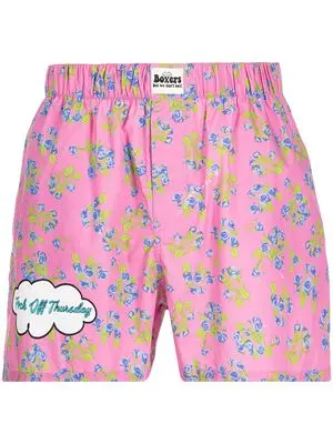 DUOLTD Floral-print Slogan Boxer Shorts